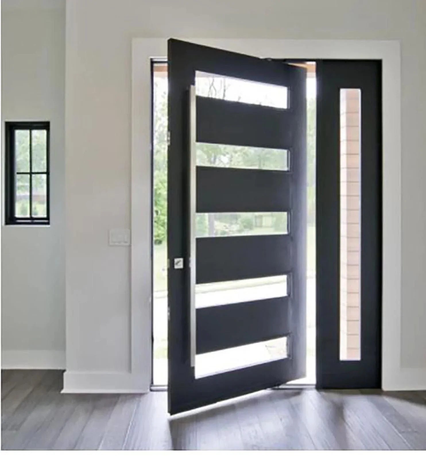 IWD Modern House Deco Pivot Entry Door 5-Lite Design Single Sidelight