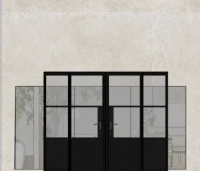 IWD Steel Frame Double Front French Door CIFD-D0405 Arched Top Kickplate